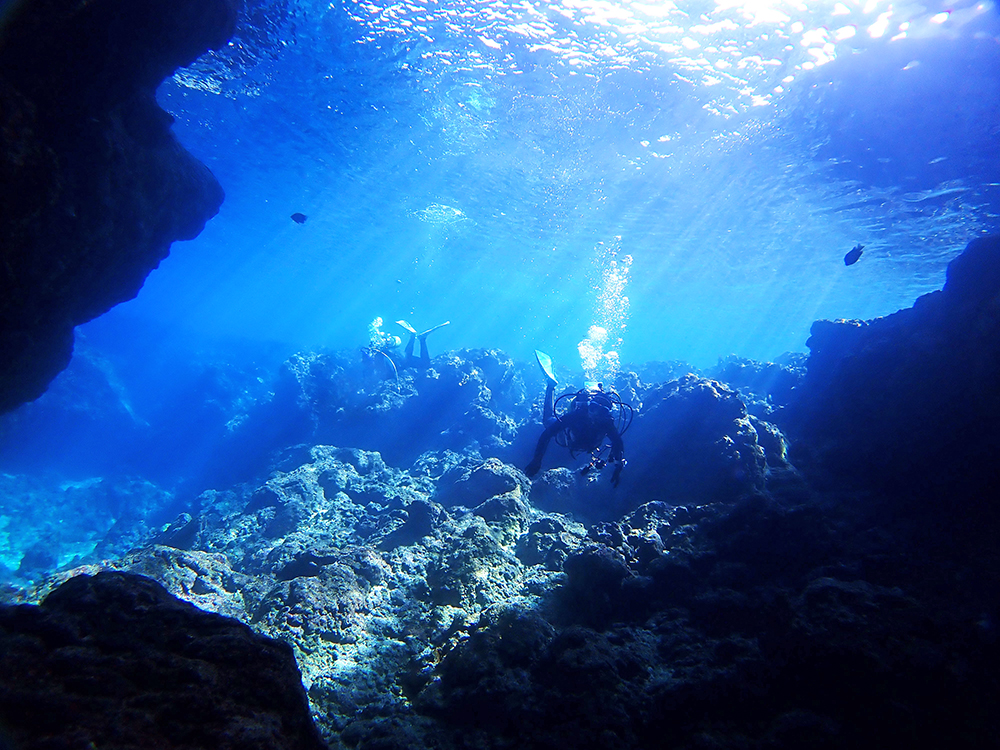 Cape Maeda (Blue Cave) is the most famous snorkeling spot on the main ...